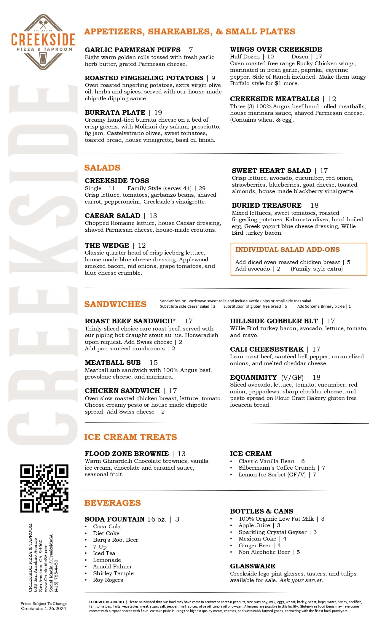 Menu - Creekside Pizza & Taproom